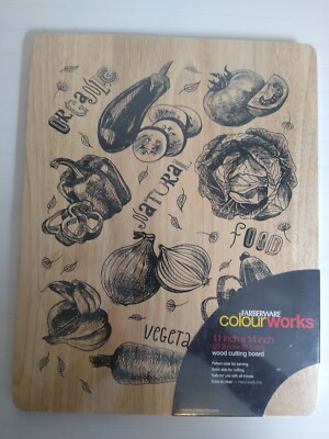 Farberware Colorworks Wood Cutting Board 11" x 14" 0.5" Thick Veggie ...
