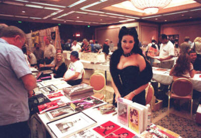 Dita Von Teese an ex Playboy Centerfold at her stand at the Glamou ...