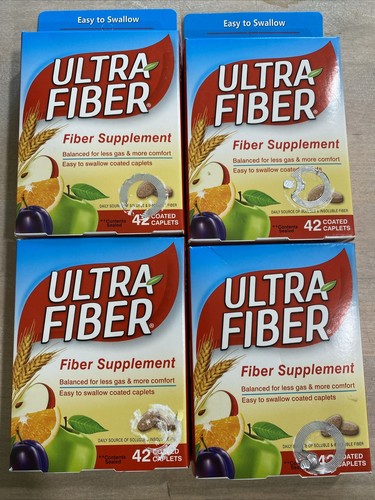 4 Pk Ultra -Fiber Caplets 42 Coated Caplets Fiber Support Dietary ...