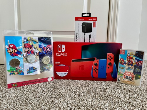 Nintendo Switch Mario Red Edition Console + Super Mario 3D All-Stars ...