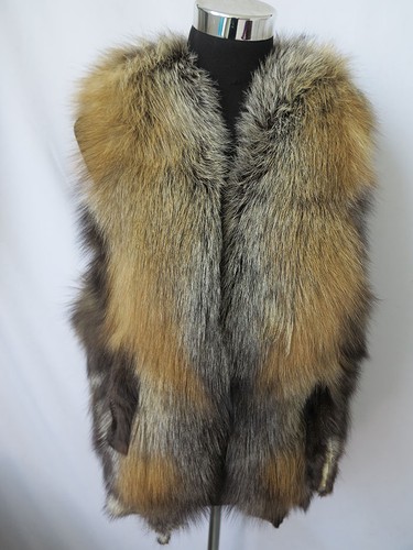 100% Genuine fox fur vest /fur jacket/ fur scarf/ cape//brown fur ...
