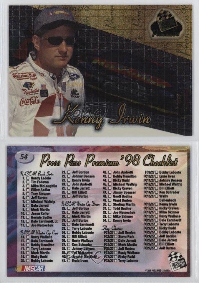1998 Press Pass Premium /650 Kenny Irwin Jr #54 1r0 | eBay UK