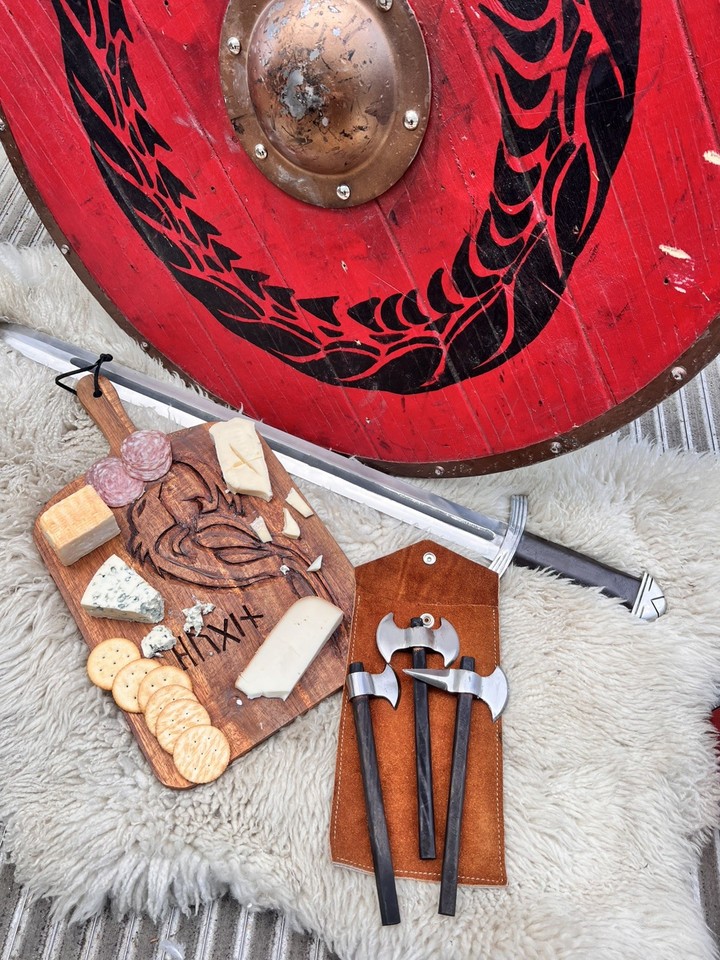 Black handle Viking Cheese Axe Set (3 Axes) With Leather Bag. Gift Idea ...