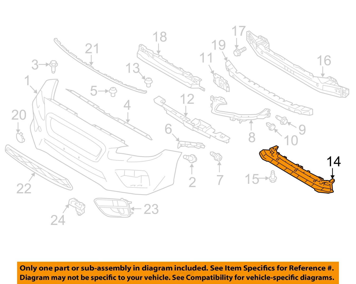 2015 - 2020 Subaru WRX STI Front Lower Bumper Cover Bracket OEM ...