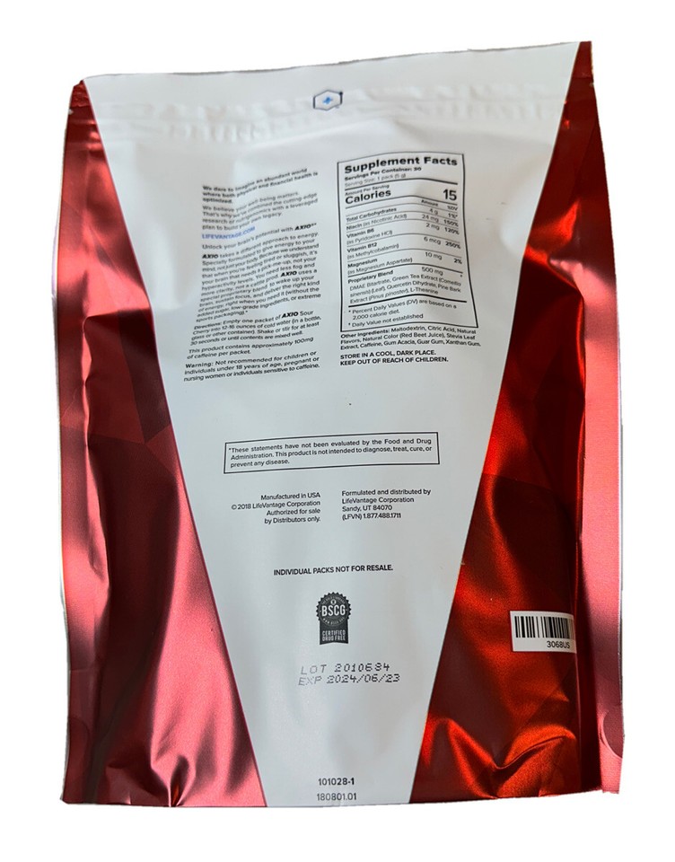 AXIO Sour Cherry Flavor Dietary Supplement 30 PACK **Brand New Sealed ...