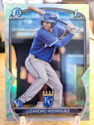 Lizandro Rodriguez 2023 Bowman Chrome 1st Bowman Green Lunar Crater # ...