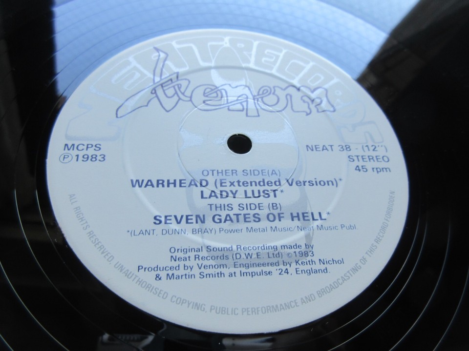 Venom Warhead Extended Version UK Vinyl 12 inch Single Signed Copy Neat ...