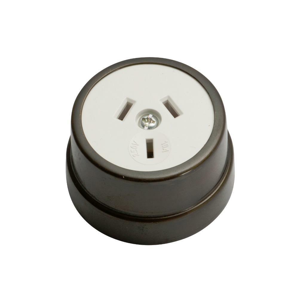 deco power outlet,socket,traitional (clipsal),satin chrome brown face ...
