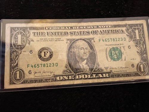 fancy serial number bills Broken Ladder F46578123D | eBay