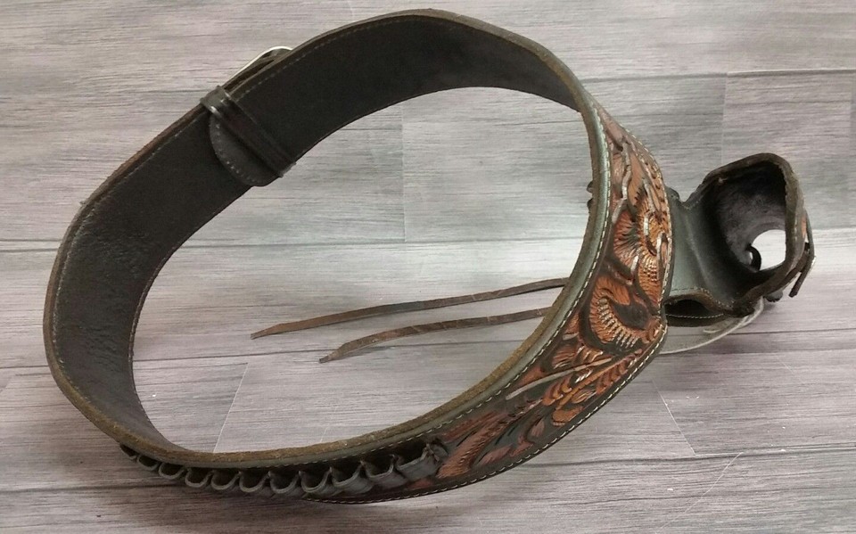 Western Leather Holster Gun Belt 44 / 45 Brown Hand Made Cowboy ...