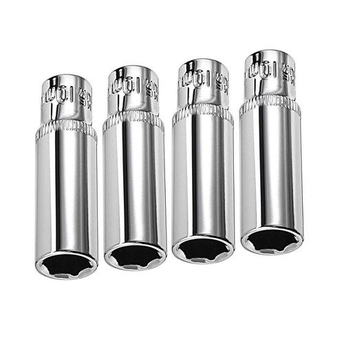 4 Pcs 10mm Mirror Finish Sockets Steel Deep Socket Thin Wall Hex for ...