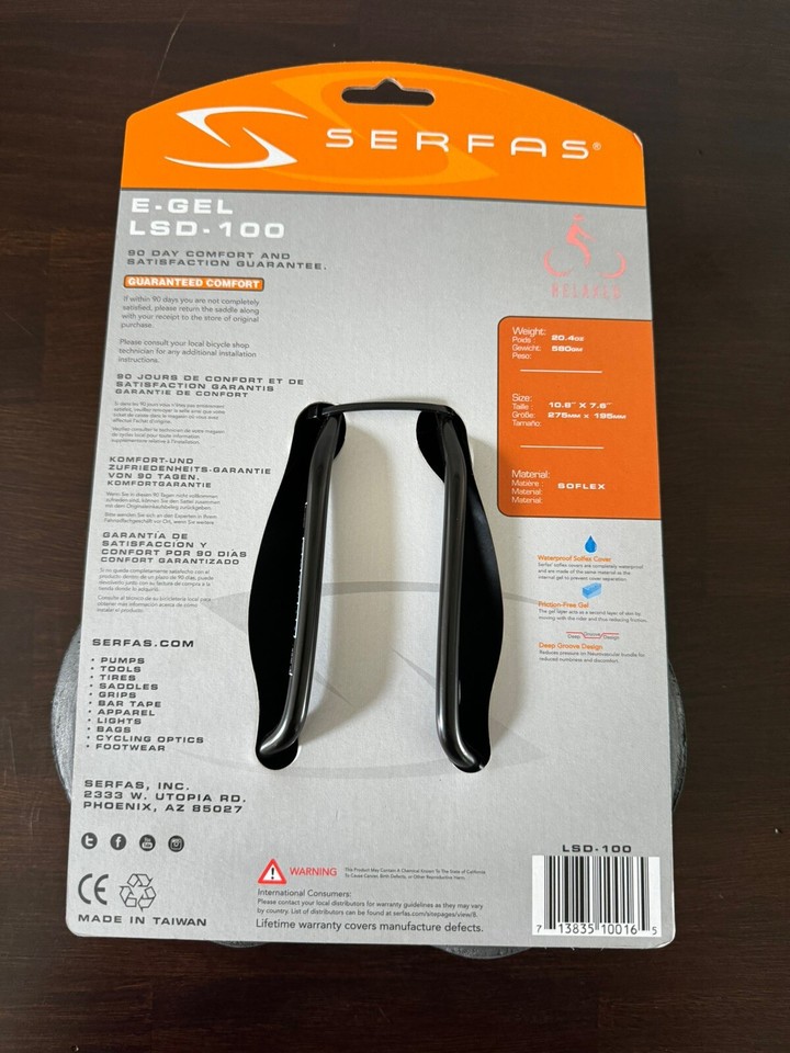 Serfas Women's LSD-100 E-Gel Saddle with Soflex Waterproof Cover | eBay