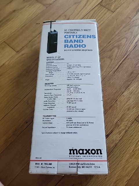 Maxon Citizens Band CB Radio Transceiver Model 27-lp - 40 Channel 5 ...