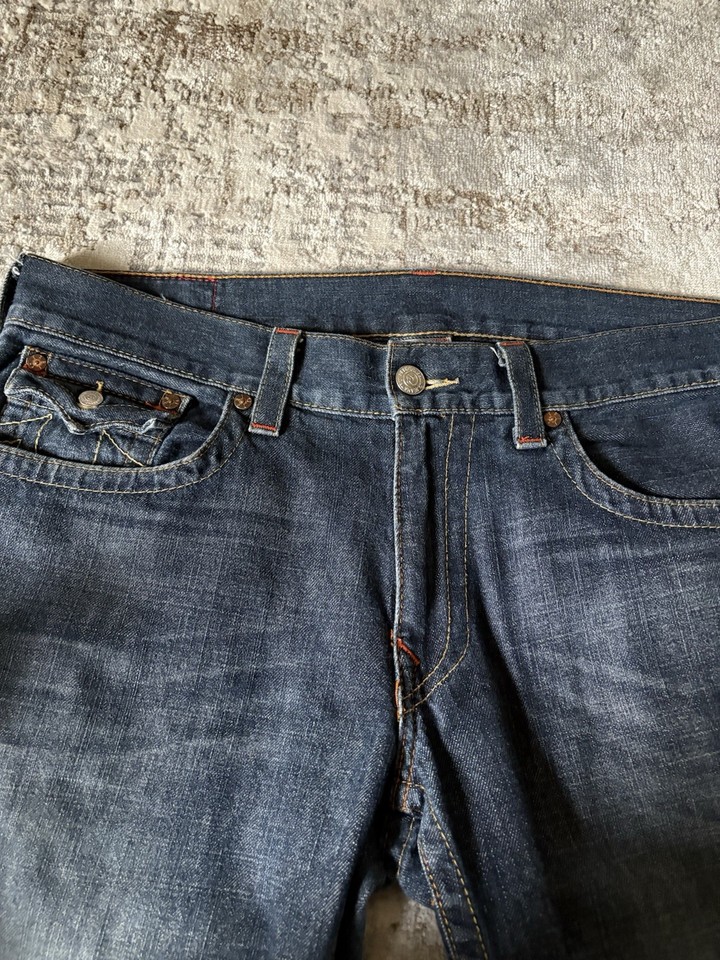 True Religion Ricky Jeans 36 Made In USA Straight Flap Pocket Dark Wash ...