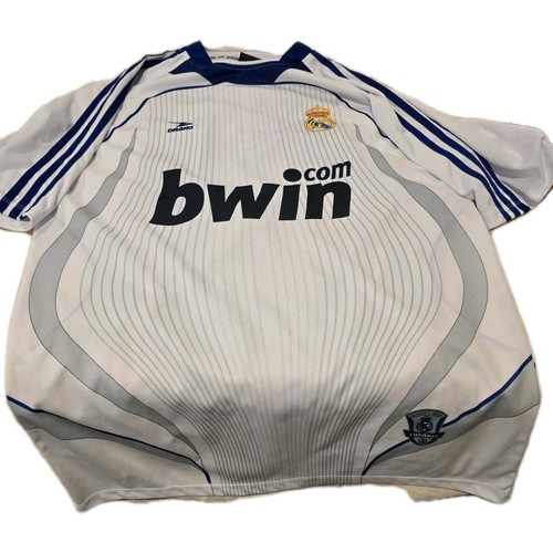 Real Madrid CF Mens Soccer Jersey White Bwin Football Club Logo Shirt ...