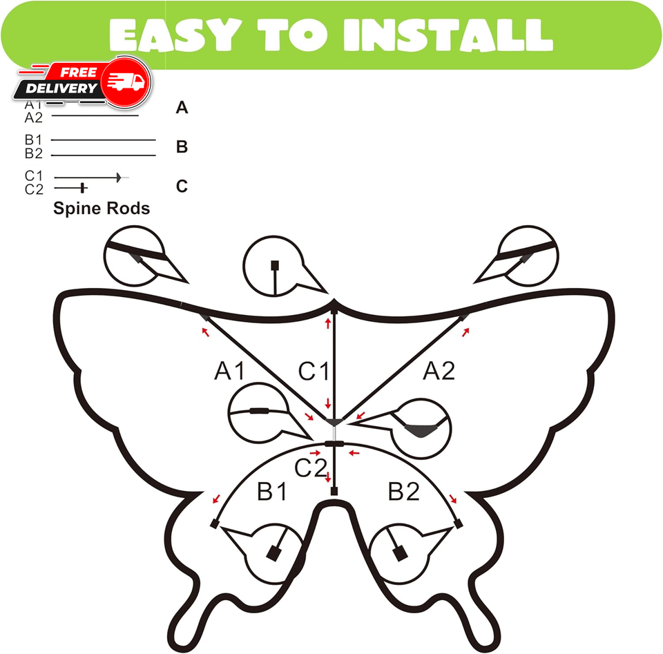 Rainbow Butterfly Kites for Kids and Adults, Easy to Fly Large Single ...