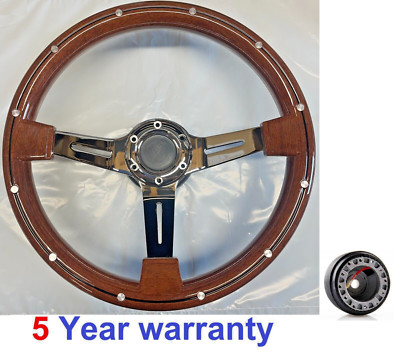 WOOD STEERING WHEEL & BOSS KIT FOR LAND ROVER DEFENDER 90 110 300 48 ...