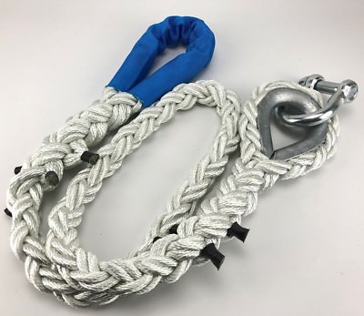 24mm 8 Strand White Nylon Mooring Strop x 2 Metres, Soft Eye, Shackle ...