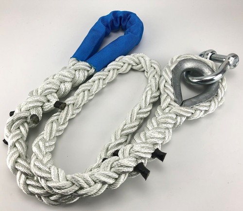 24mm 8 Strand White Nylon Mooring Strop x 2 Metres, Soft Eye, Shackle ...