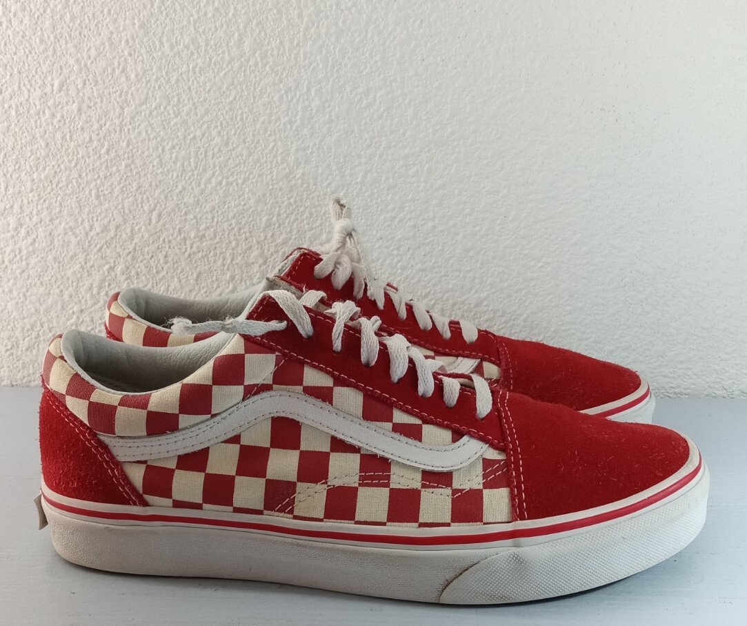 Red & White Checkered Vans Old Skool Men's Shoes 500714 Size 8 Men / 9. ...
