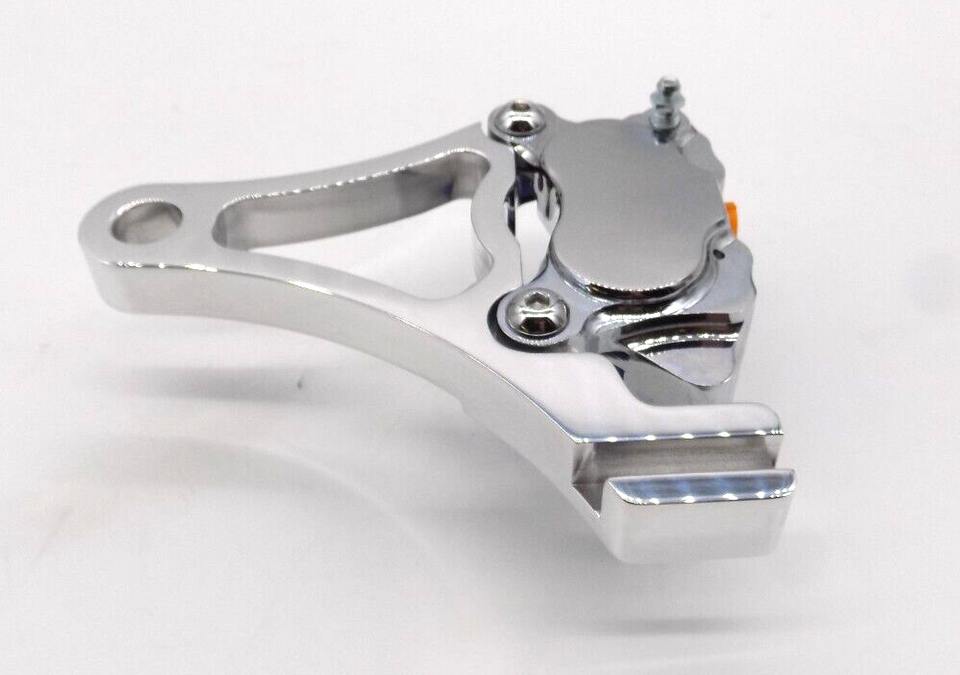 DNA 4-PISTON CHROME CUSTOM SOFTAIL REAR BRAKE CALIPER & POLISHED ...