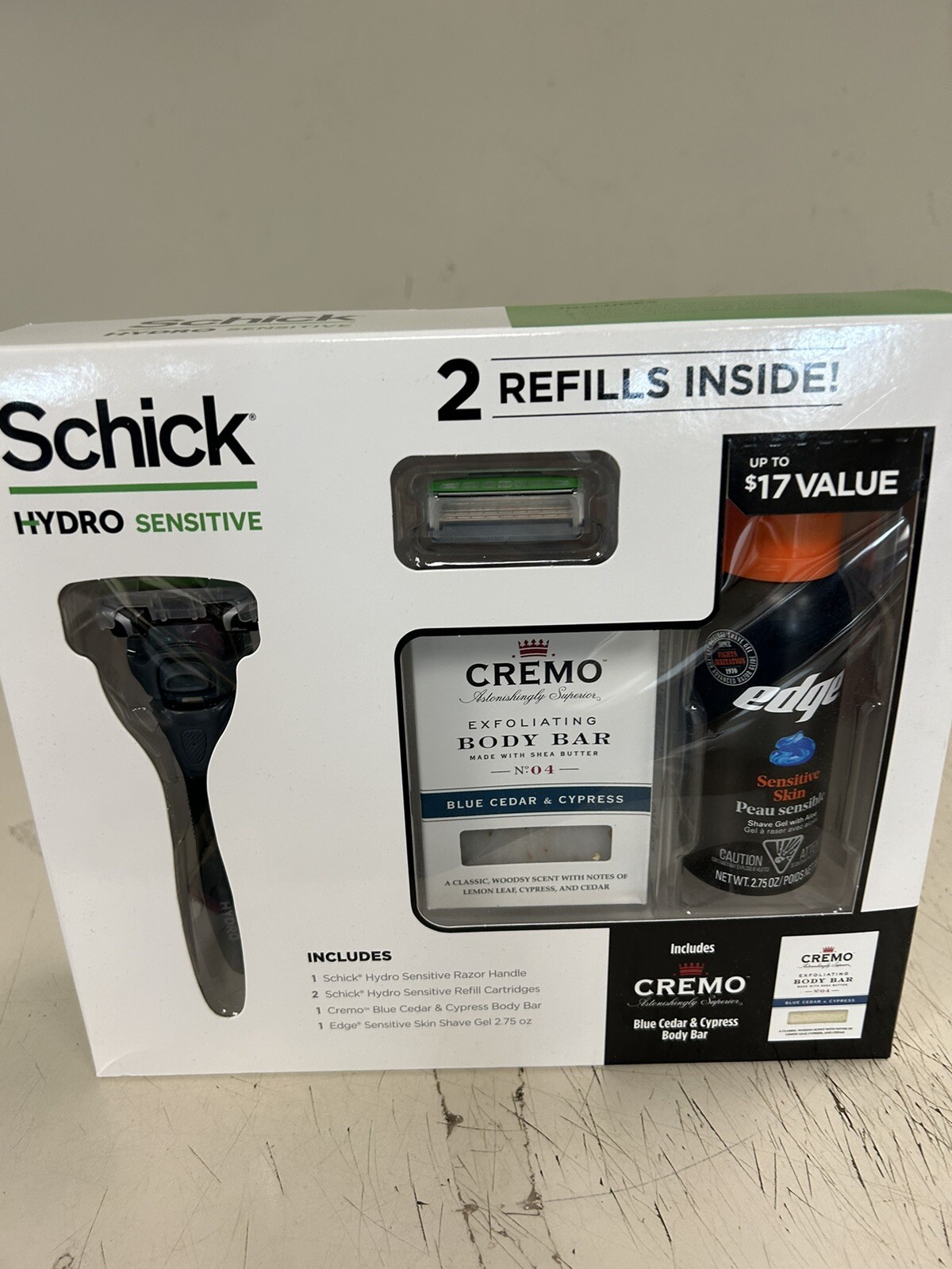 SCHICK HYDRO SENSITIVE SHAVING KIT 1 RAZOR 2 REFILL CARTRIDGES 1 CREMO ...