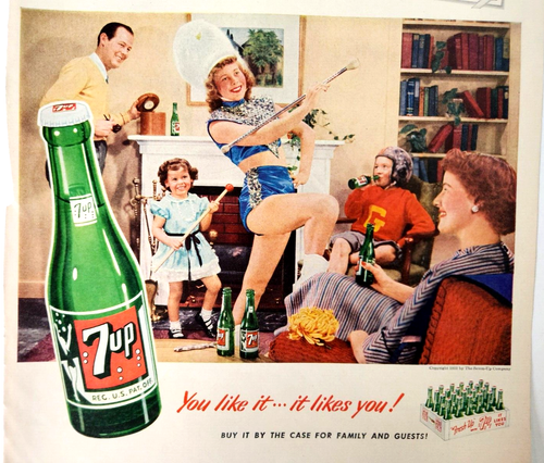 Majorette 7 Up Vintage 1951 Ad Magazine Print Seven Soda Bottle Case | eBay