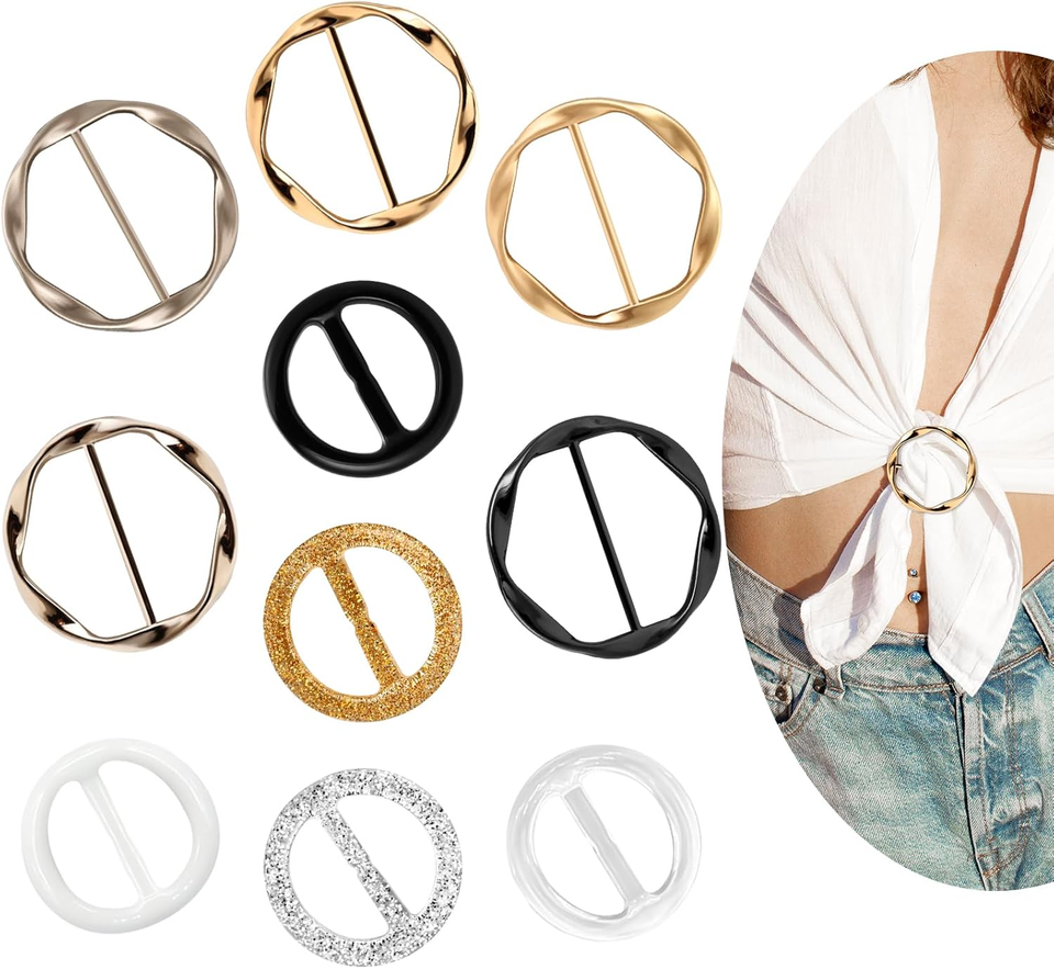 10 Pcs Scarf Ring and Slides for Scarves T Shirt Tie Clips for Women ...