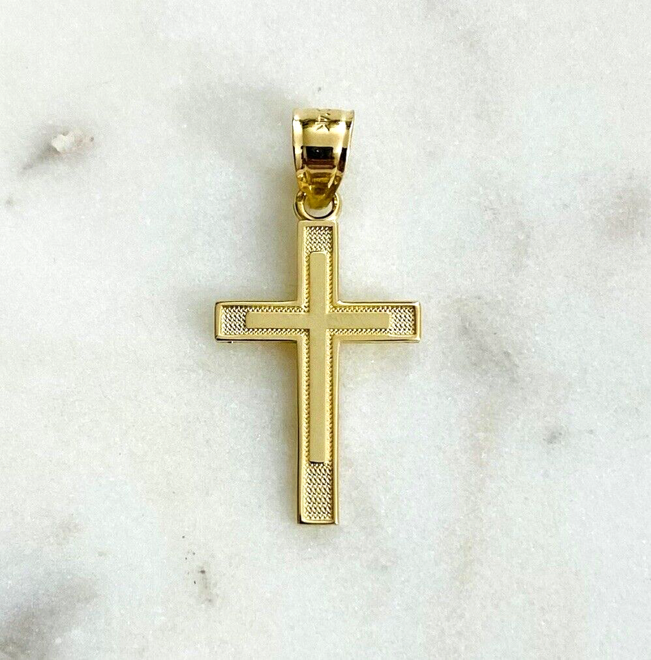 Solid 14K Yellow Gold 25mm x 12mm Cross Pendant- Petite Latin Cross ...
