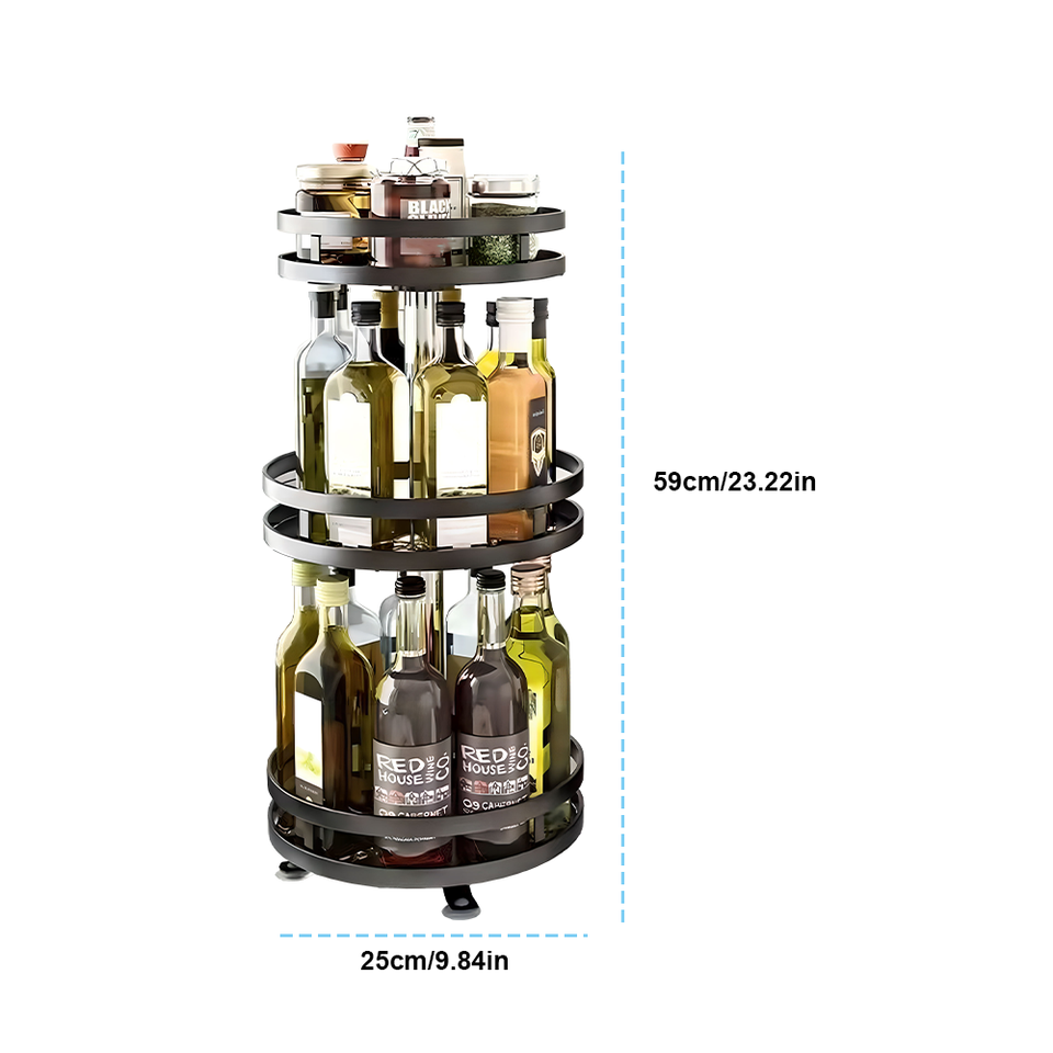 3 Tier 360° Rotating Spice Rack Rotatable Steel Kitchen Seasoning ...