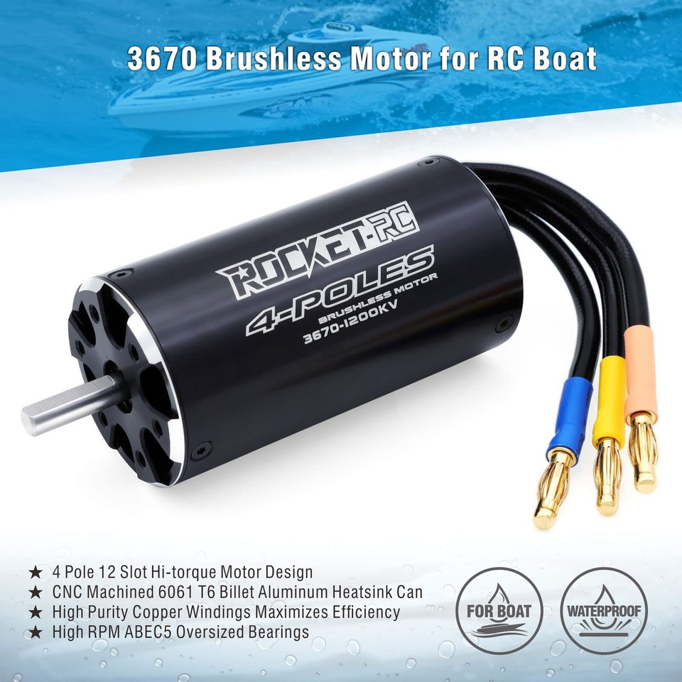 3670 1200KV Brushless RC Boat Motor Surpass Hobby Brushless Motor 4Pole ...