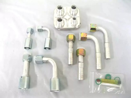 Aluminum 4 Port Air Conditioning AC Heater Hose Firewall Bulkhead w ...