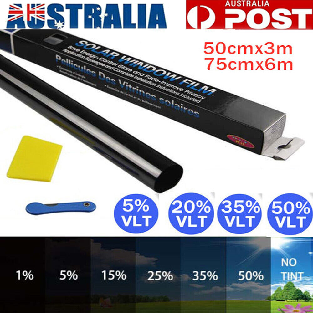 Window Tint Film Black Roll VLT 5% 35% 50% Car Home 50cmX3m/75cmX6m ...