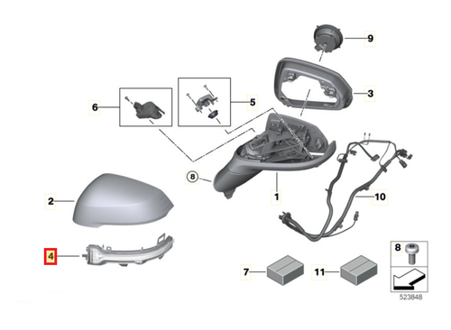 NEW GENUINE BMW X1 SERIES U11 FRONT MIRROR TURN SIGNAL INDICATOR RIGHT ...