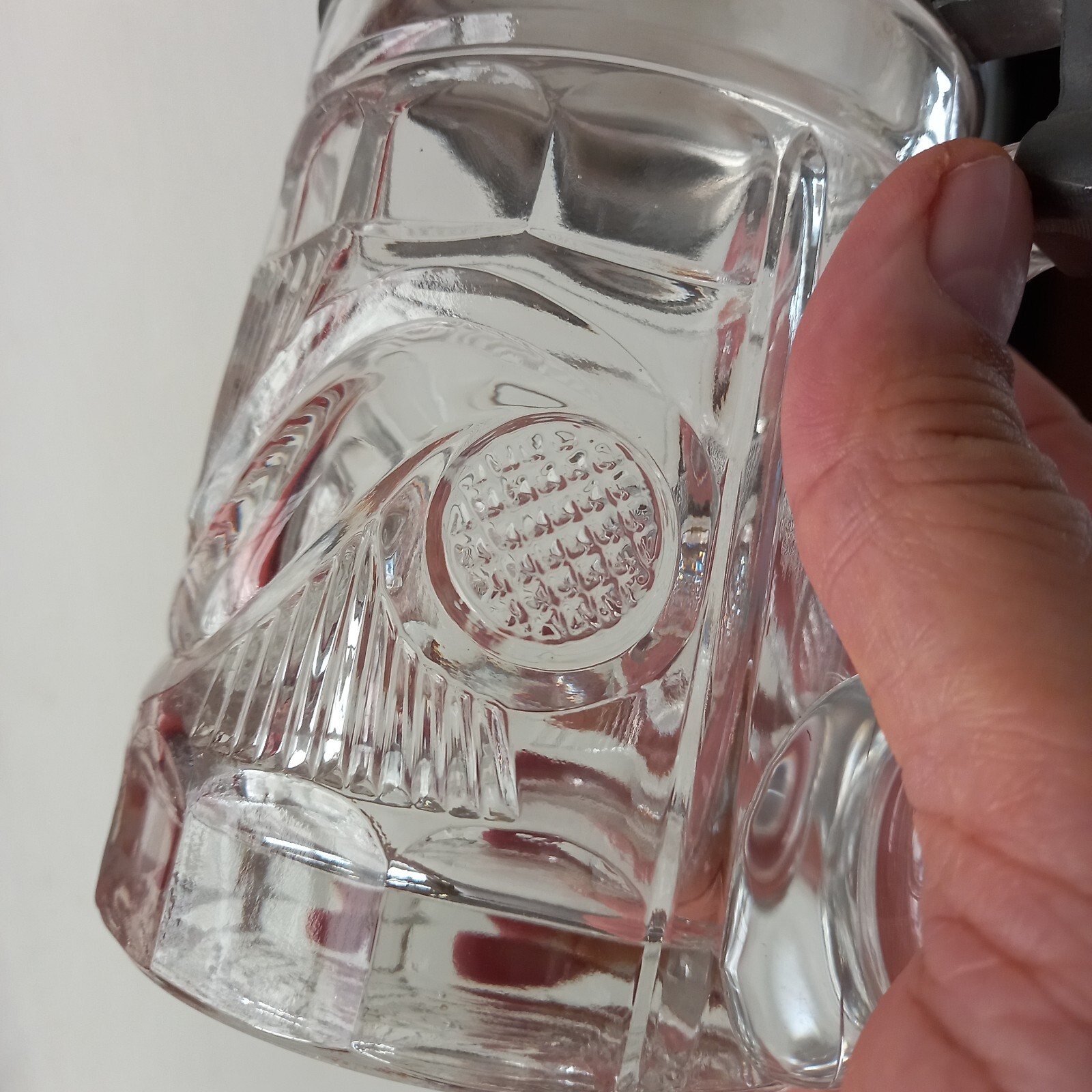 German Glass Pewter Beer Mug Stein Vintage Lid Decorated Brand/Prost ...