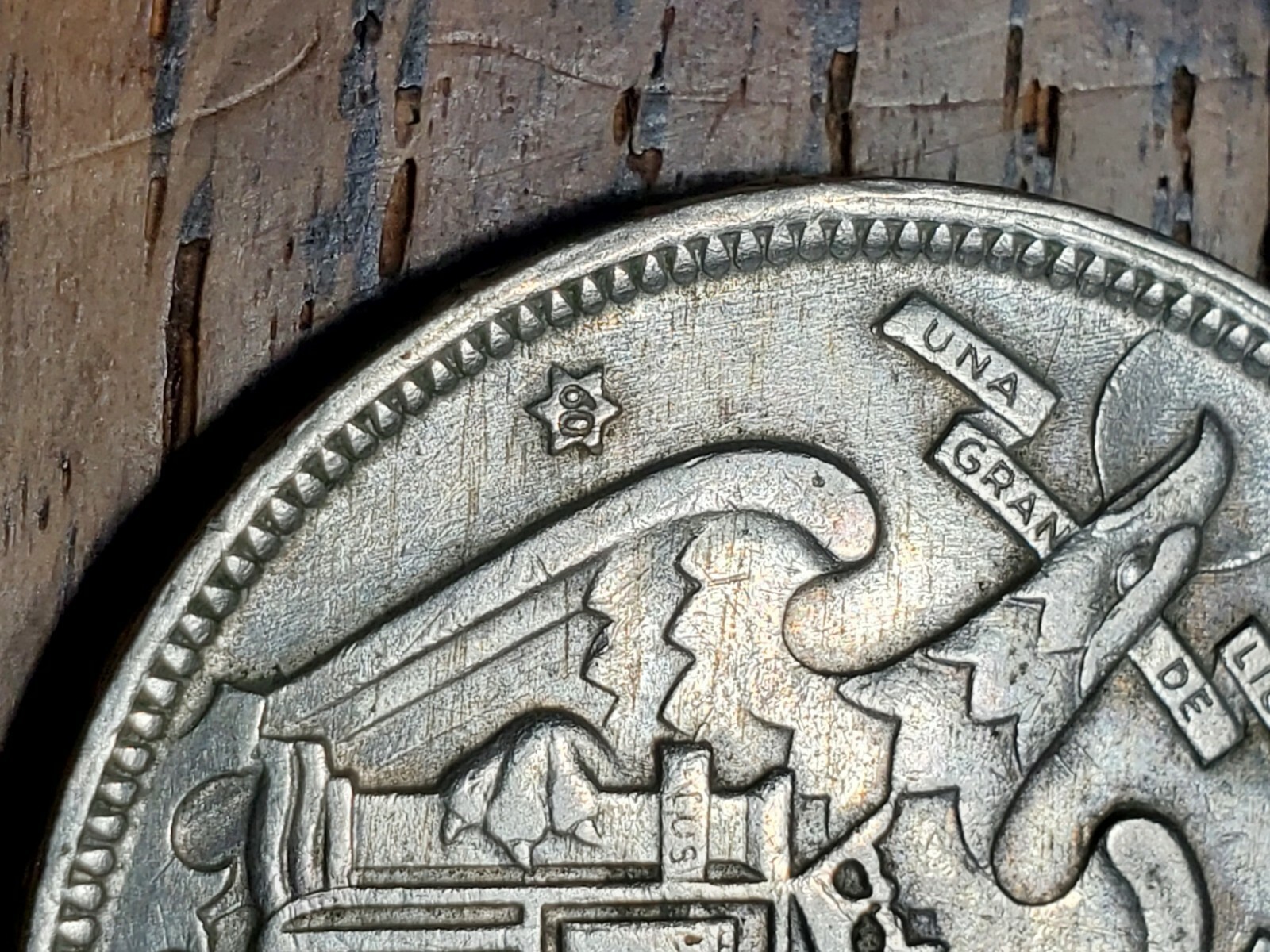 Spanish coin 50 PTAS 1957 -with 60 in star - and UNA LIBRE GRANDE on ...