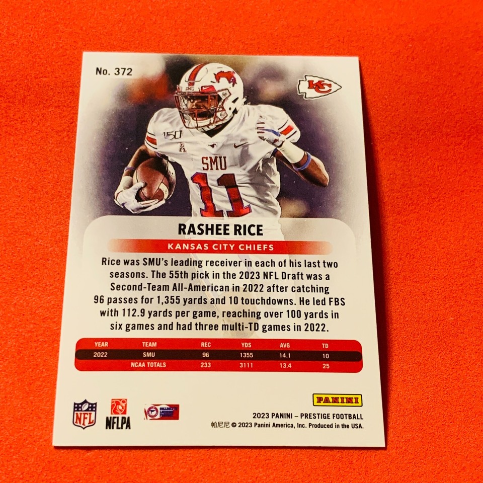 Rashee Rice .. ROOKIE .. SMU / Kansas City Chiefs .. 2023 Prestige Card ...