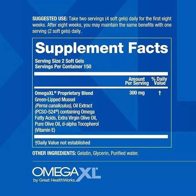 Omega XL 300 Capsules - Green Lipped Mussel Omega-3 Joint Relief (Pack ...