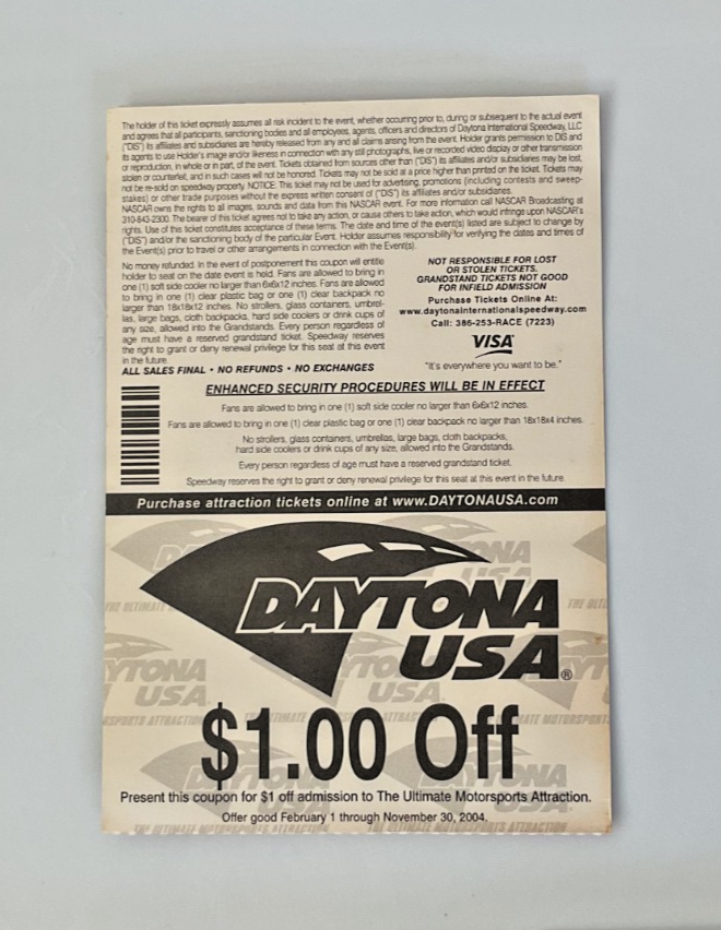 2004 Daytona Winn Dixie 250 by PepsiCo NASCAR Ticket Stub Mike Wallace ...