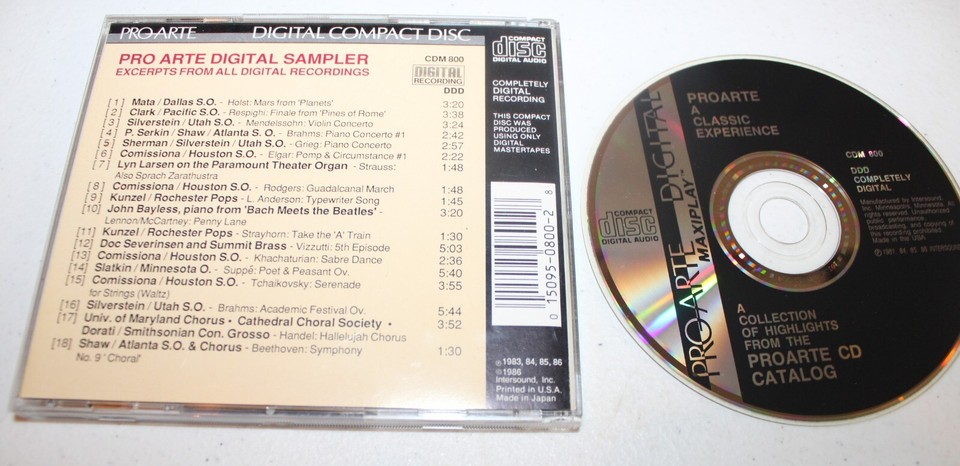 Proarte Classical Sampler (CD 1986, Pro-Arte Records) The Classic ...
