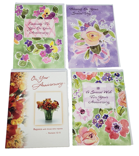 Lot of 4 Greeting Cards Anniversary DaySpring Religious Bible Quotes ...