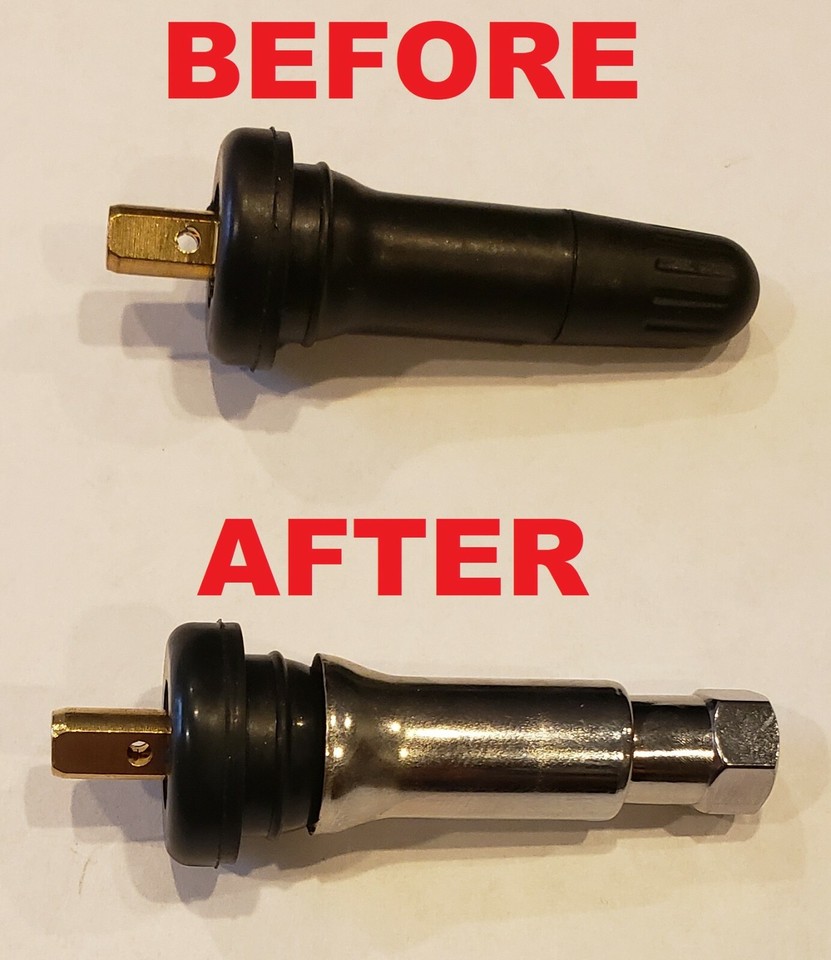 Universal TPMS Tire Rubber Valve Stem Chrome Dress Up Kit Sleeve Covers ...