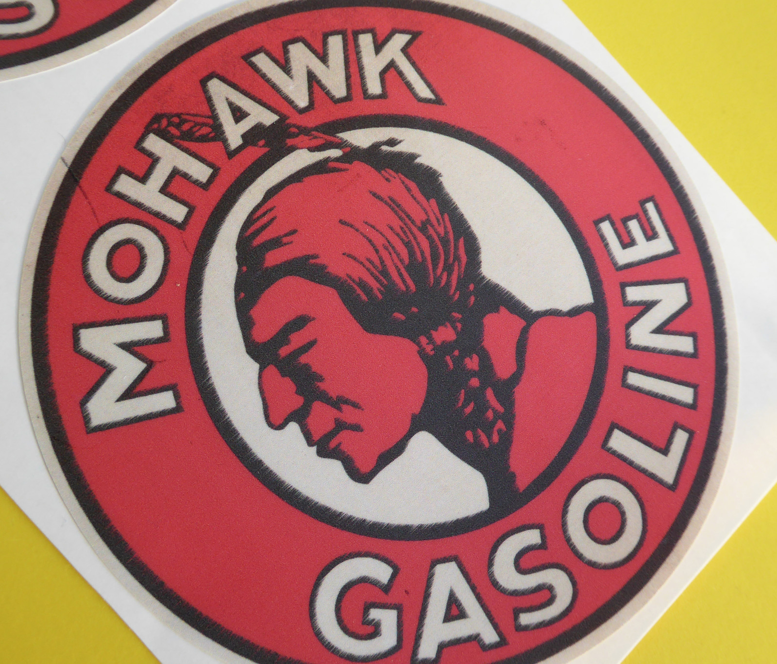 HOT ROD Retro worn 'MOHAWK GASOLINE' vintage GAS AND OIL Sticker Decal ...