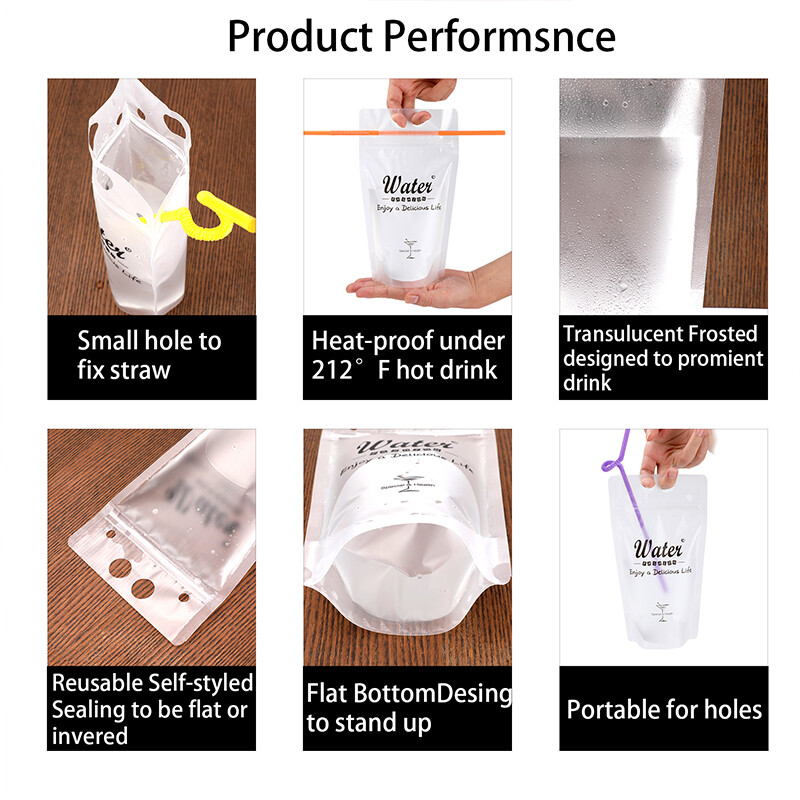 100 Drink Pouches Reusable Juice Smoothie Stand Up Zipper Bags with ...