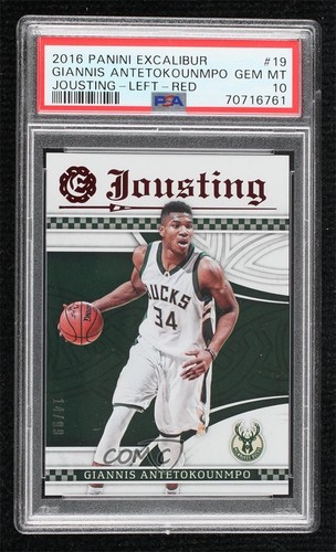 2016 Panini Excalibur Jousting Left Red /99 Giannis Antetokounmpo PSA ...