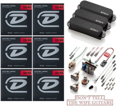 EMG SX SET BLACK 3 ACTIVE SINGLE COIL PICKUPS FOR STRAT & WIRING (6 ...