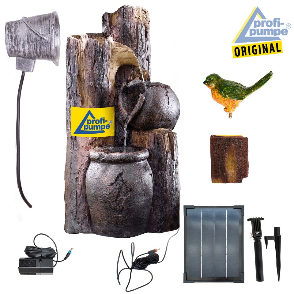 SOLAR BRUNNEN SPRINGBRUNNEN GARTEN BRUNNEN ZIER SOLAR WASSERSPIEL ...