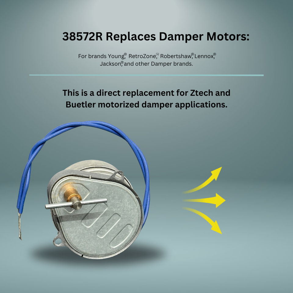 Synchron damper motor 38572R for Ztech Buetler Damper 24vac Long Pin ...