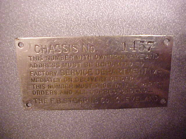 THE F.B.STEARNS CAR AUTO CHASSIS TAG HOT ROD COUPE ROADSTER SEDAN | eBay