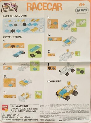 Lazer Blocks RACECAR LED Power Blocks Building Set 39 Pieces, Ages 6 ...